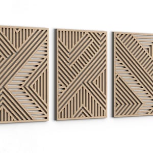 Geometric Wood Wall Art | Modern Wood Wall Art Set | Abstract Wooden ...