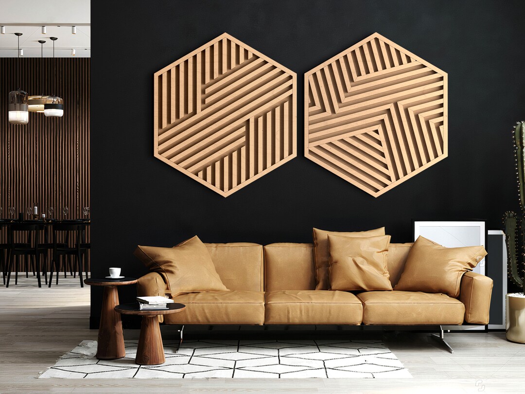 Wood Wall Art Set Geometric Wooden Wall Art Modern Wall Art Minimalist ...
