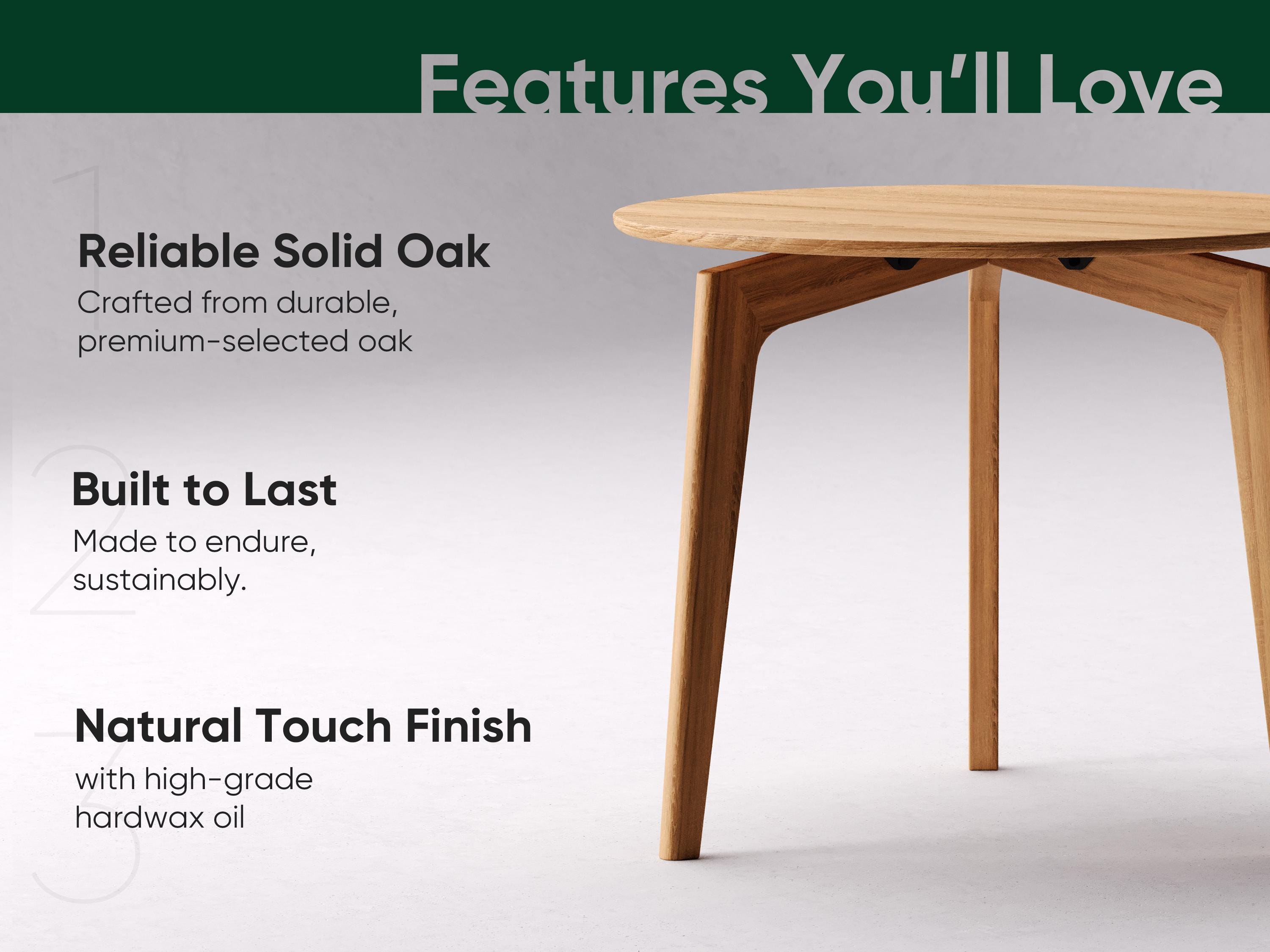 Mid-century Dining Table - Round Dining Table - Solid Oak Dining Table ...