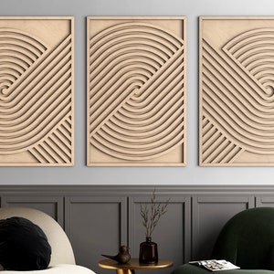 Geometric Wood Wall Art Set Geometric Wood Wall Panels Modern Wooden ...