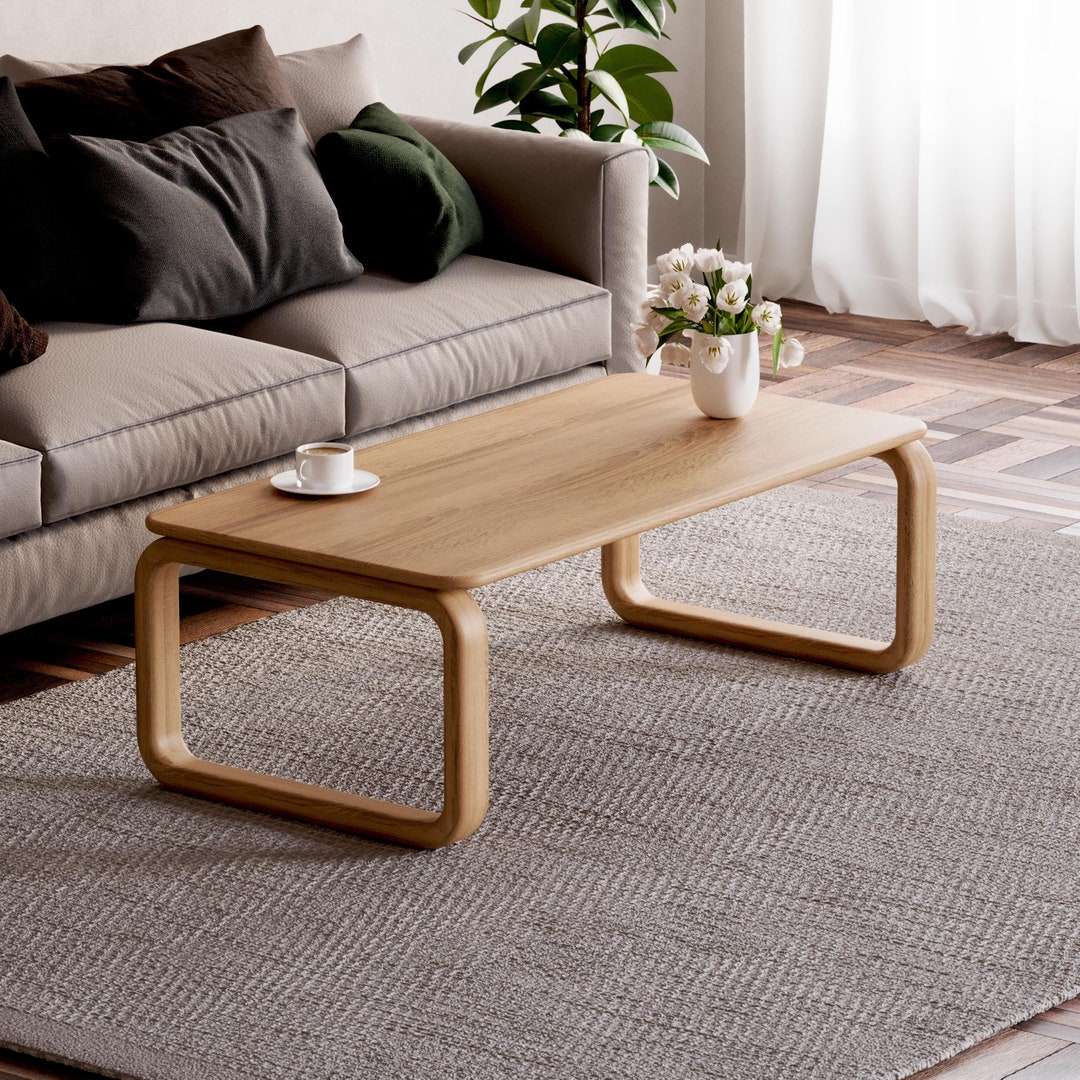 Unique Coffee Table - Modern Coffee Table - Wooden Oak Coffee Table - Minimalist Coffee Table ...