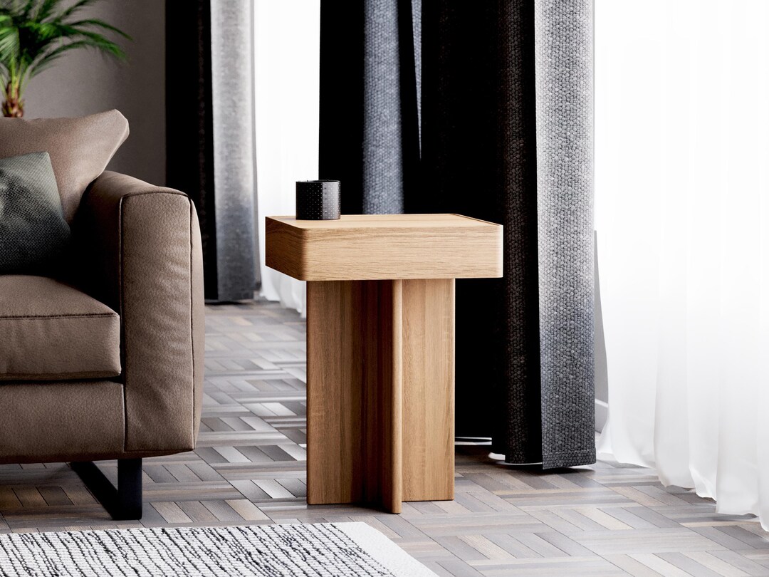 Modern End Table - Real Wood Side Table - Solid Oak End Table - Minimalist End/side - Set of End ...