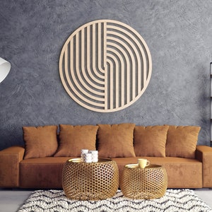 Round Wood Wall Art | Modern Wood Wall Art | Geometric Decor ...