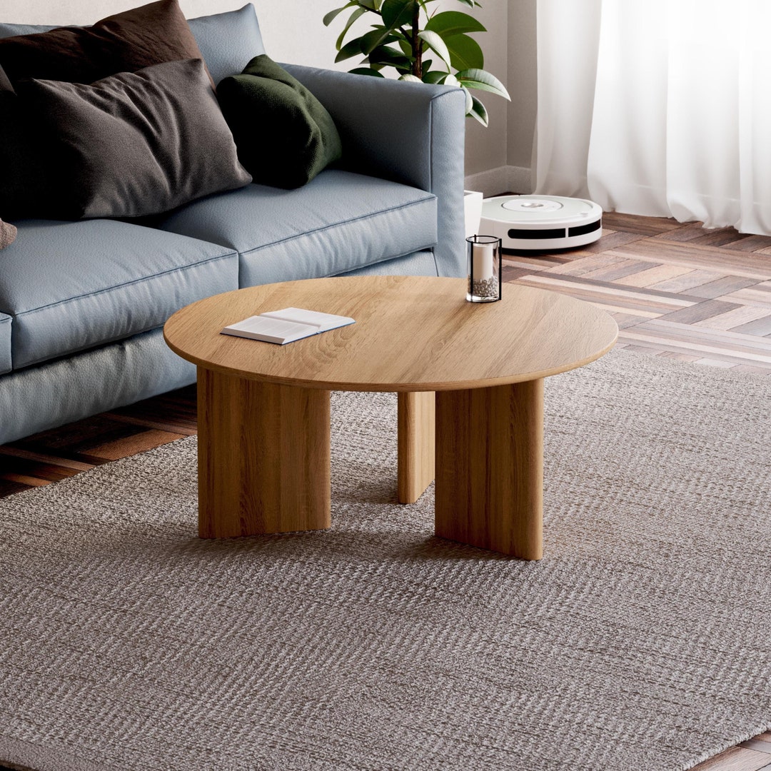 Round Wood Coffee Table - Unique Coffee Table - Solid Oak Coffee Table ...