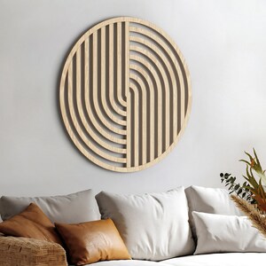 Round Wood Wall Art Set | Modern Wood Wall Art | Geometric Decor | Boho ...