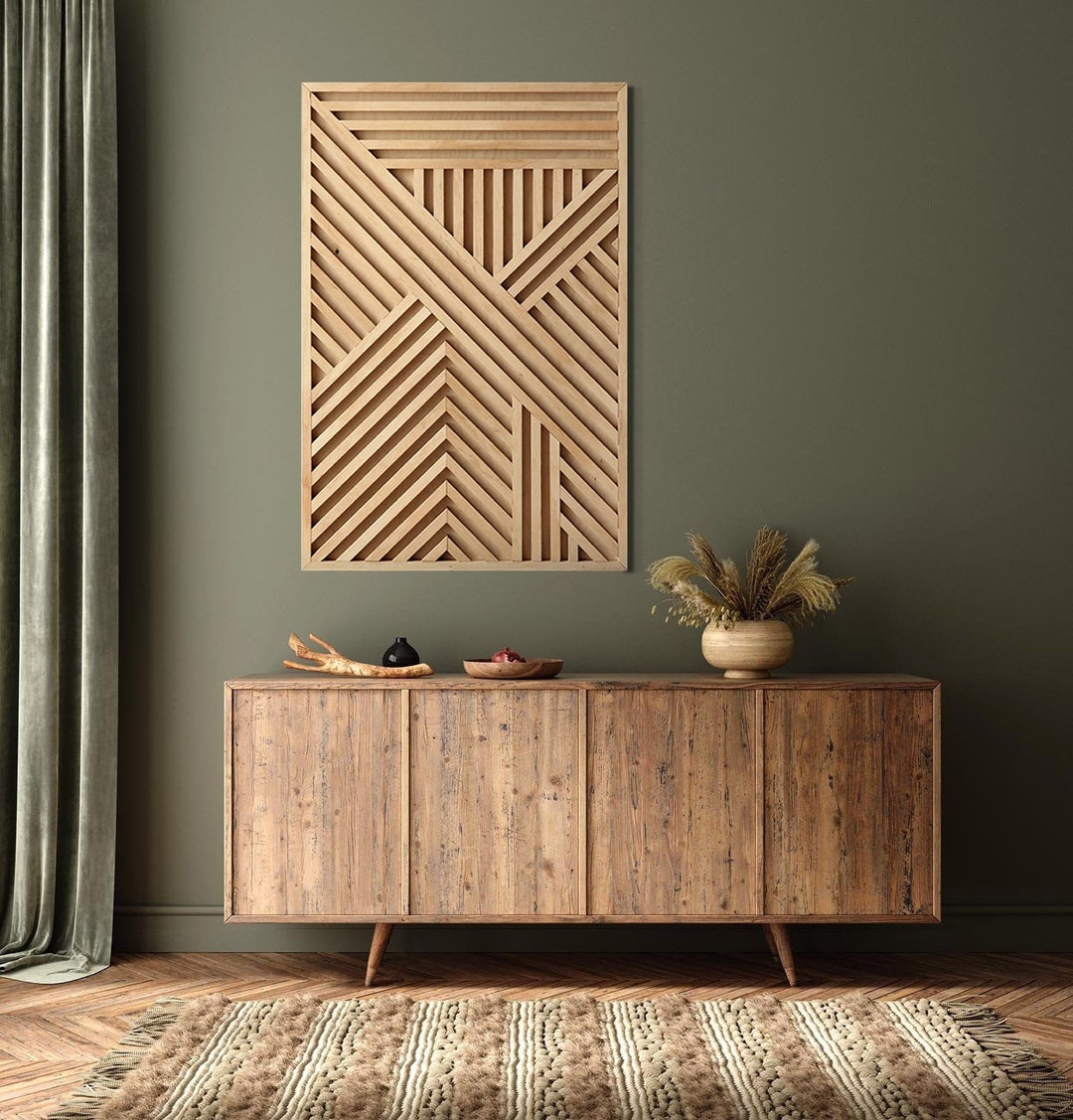 Modern Wood Wall Art Abstract Wooden Wall Art Geometric Wood Wall ...