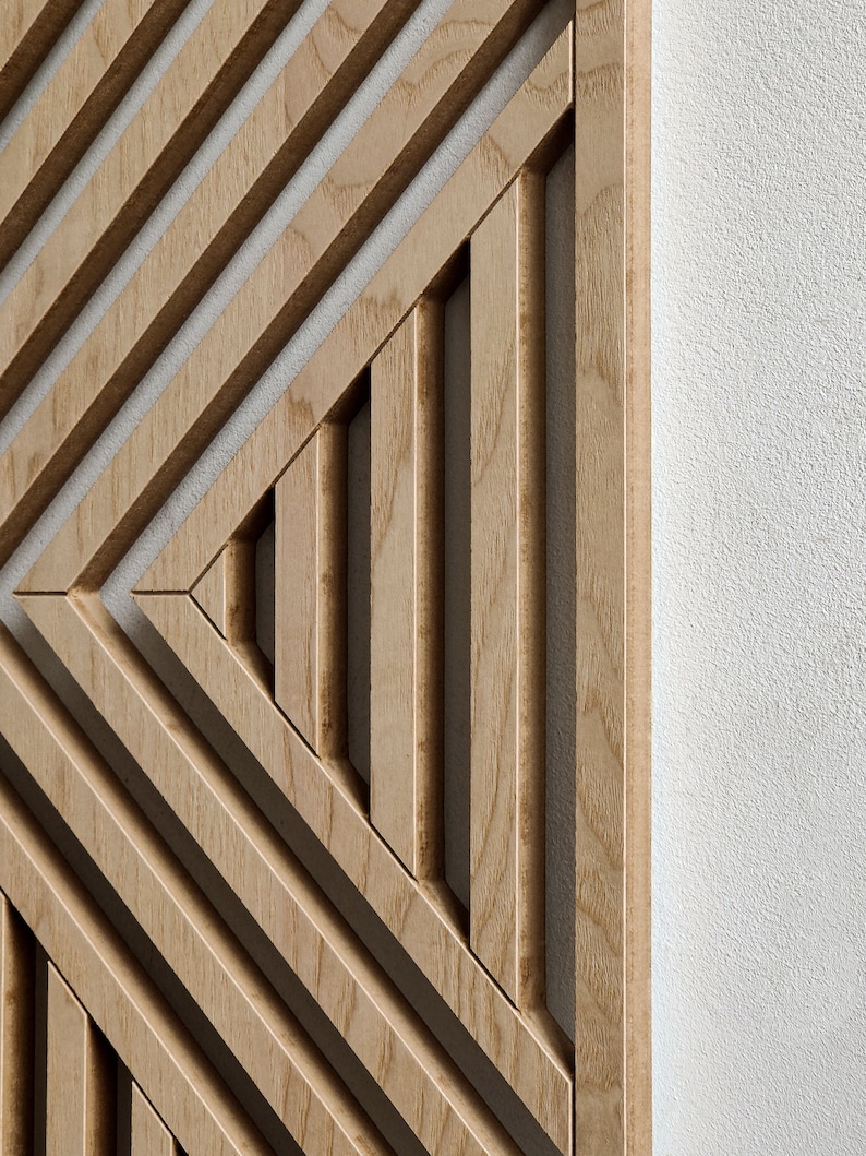 Geometric Wood Wall Art Set: Ash Veneer, Reclaimed Wood Decor - Etsy