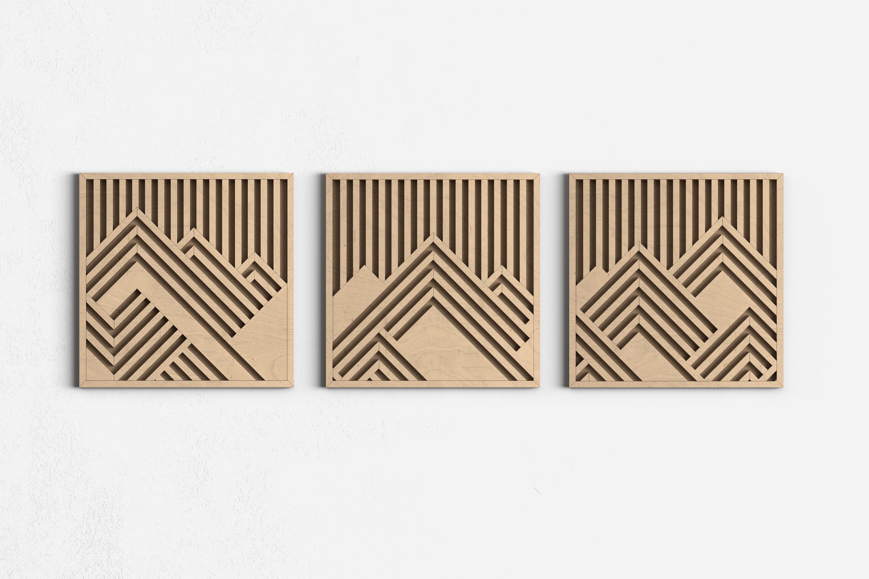 Geometric Wood Wall Art Set Mountains Wood Wall Art Modern - Etsy