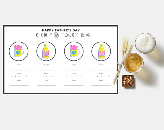 Printable Beer Flight Rating Score Card Tasting Score Sheet - Perfect ...