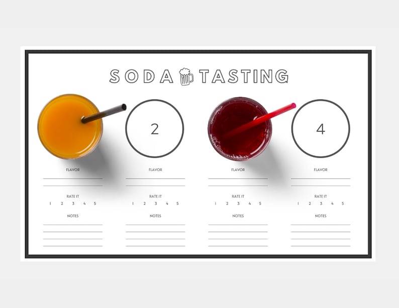 PRINTABLE: Soda Tasting Score Sheet / Placemat - Etsy