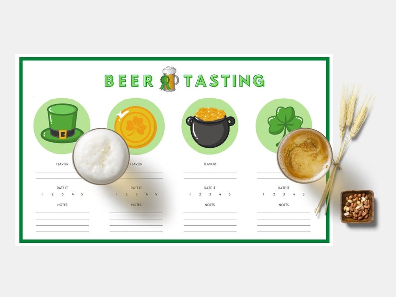 PRINTABLE: St. Patricks Day Beer Tasting Score Sheet / Placemat - Etsy