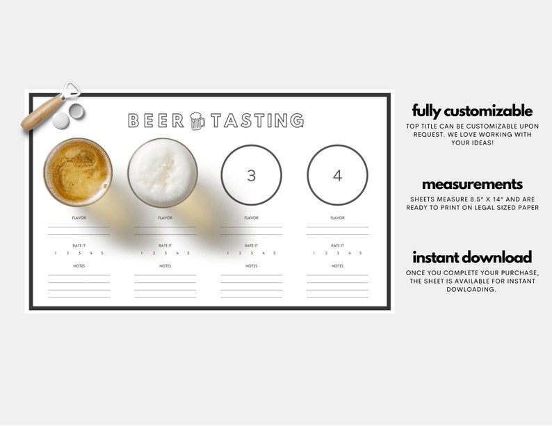 PRINTABLE: Beer Tasting Score Sheet / Placemat - Etsy
