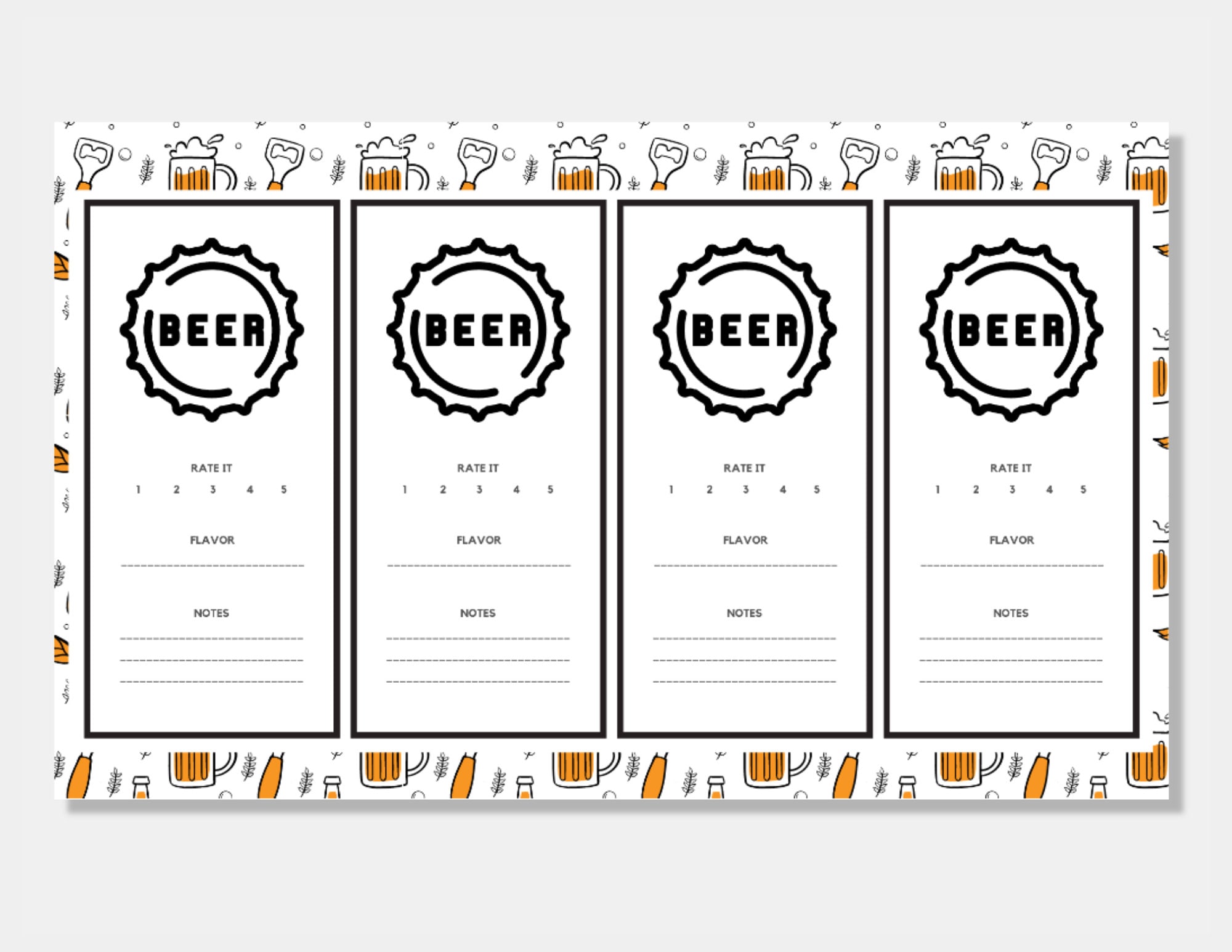 PRINTABLE: Beer Tasting Score Sheet / Placemat - Etsy