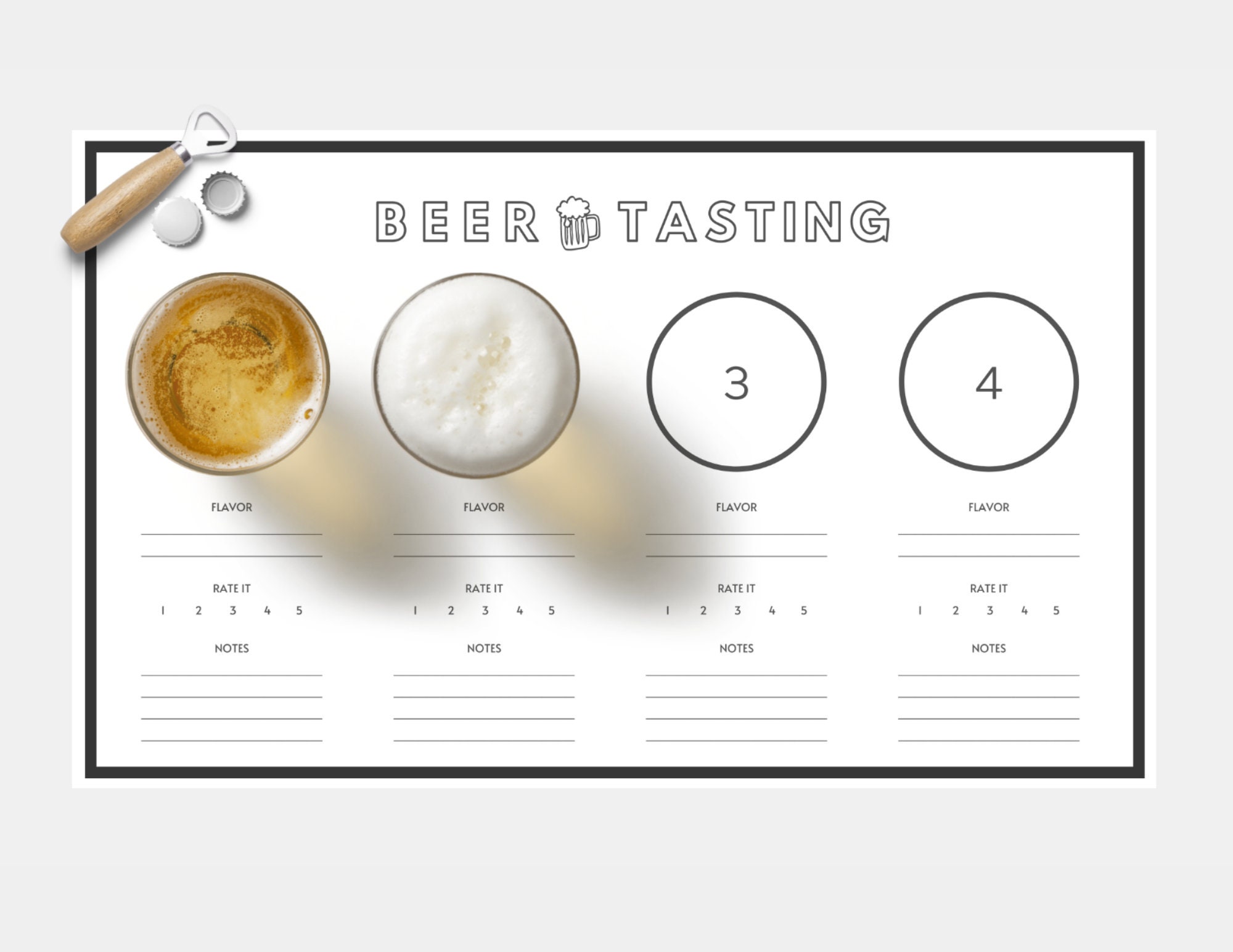 PRINTABLE: Beer Tasting Score Sheet / Placemat - Etsy