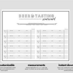 PRINTABLE: 12 Beer Tasting Scorecard / Score Sheet - Etsy