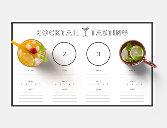 PRINTABLE: Cocktail Tasting Score Sheet / Placemat - Etsy New Zealand