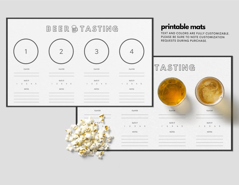 PRINTABLE: Beer Tasting Score Sheet / Placemat | Etsy