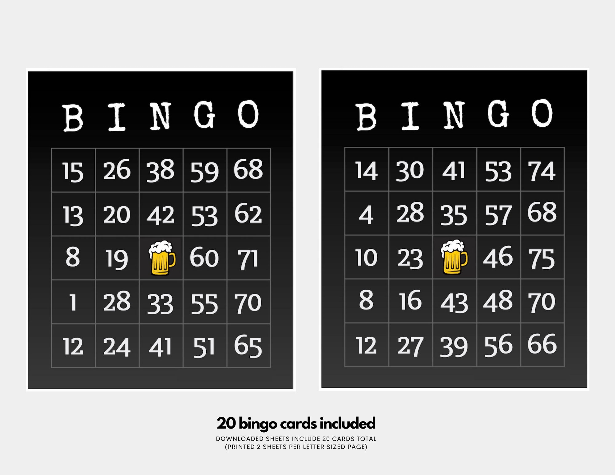 PRINTABLE: Beer Bingo Cards - Set of 20 - Instant Download - Etsy