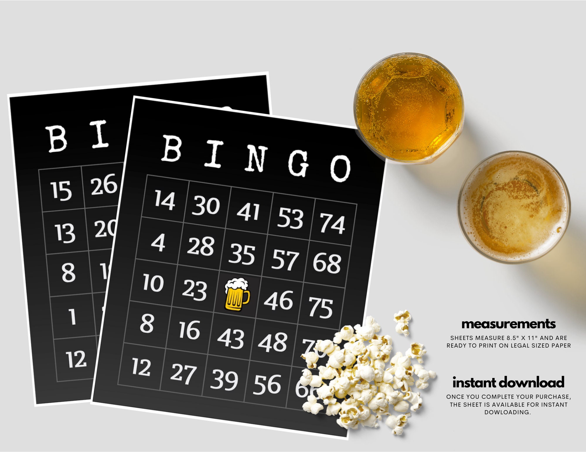 PRINTABLE: Beer Bingo Cards - Set of 20 - Instant Download - Etsy