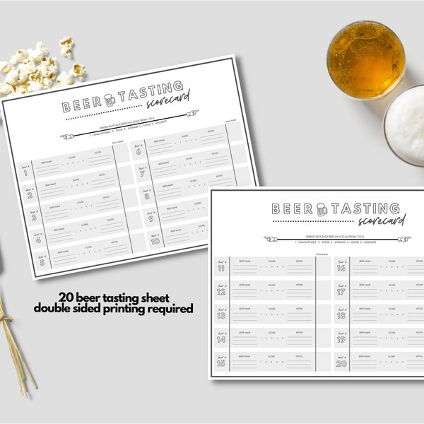 PRINTABLE: Beer Tasting Score Sheet / Placemat - Etsy
