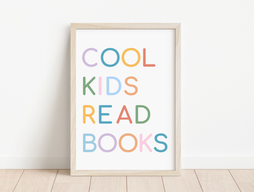 Cool Kids Read Books Colorful Printable Poster Wall Decor in Jpg File ...