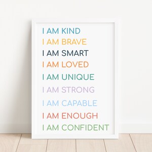 Rainbow Affirmations A4 Poster, Homeschool Classroom Jpg, I Am Kind, I ...
