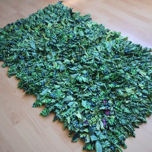 Green Rag Rug- Recycled Cotton Rags- 70x105cm - Etsy UK