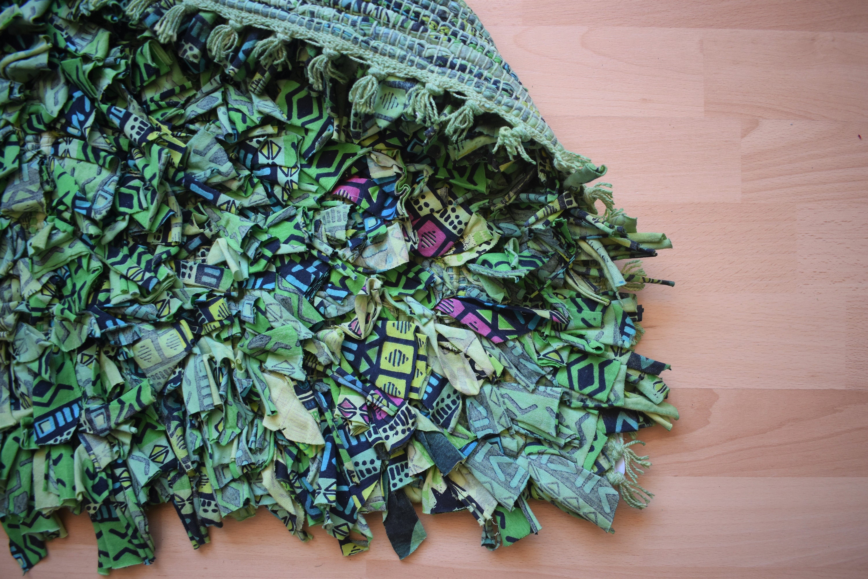 Green Rag Rug- Recycled Cotton Rags- 70x105cm - Etsy UK