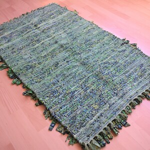 Green Rag Rug- Recycled Cotton Rags- 70x105cm - Etsy UK