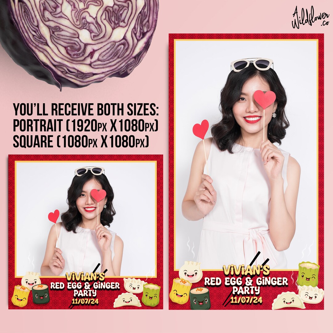 Dim Sum 360 Photo Booth Template, Red Egg and Ginger Overlay, 360 Video ...