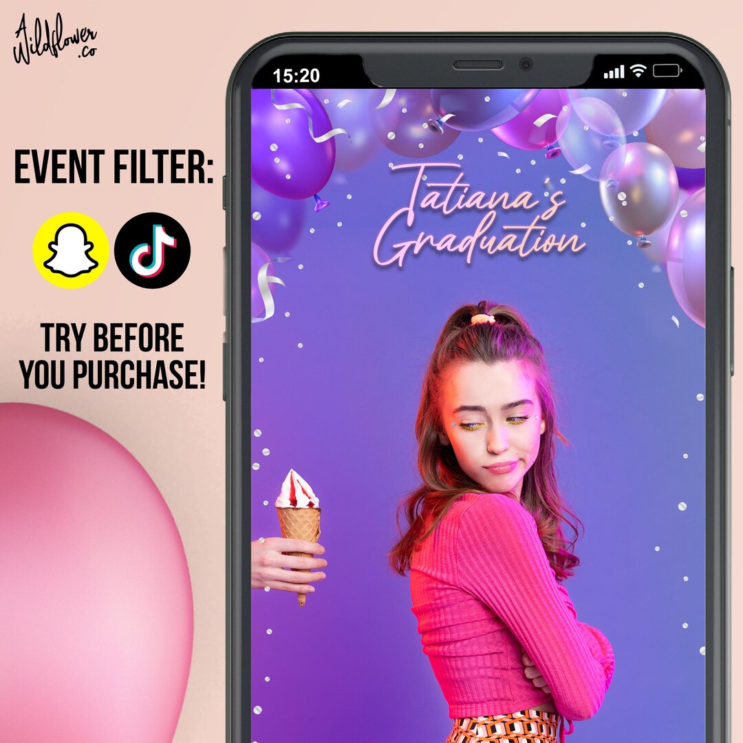 Purple Balloons Social Media Filter, School Graduation Snapchat Lenses ...