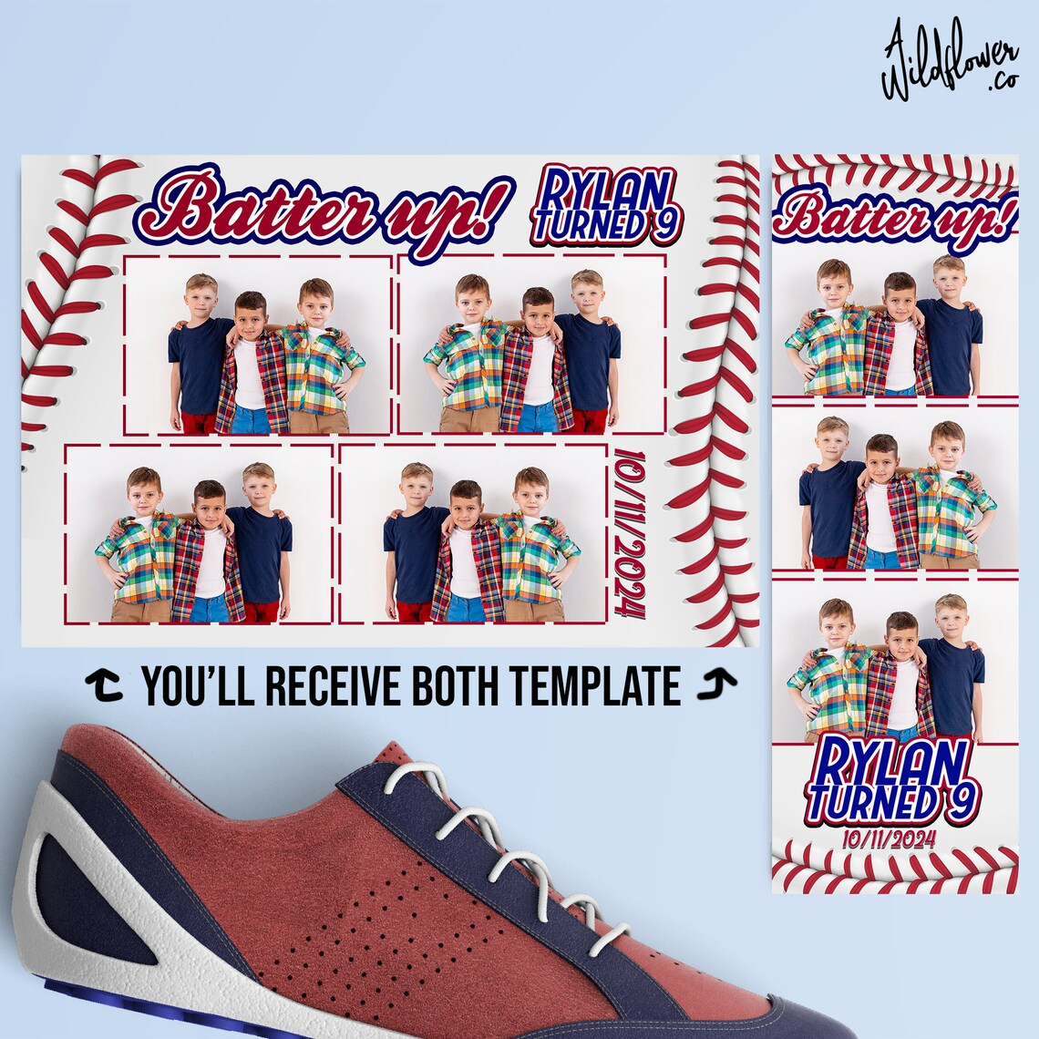 Baseball Birthday Photo Booth Template, Sports Game Overlay, Children ...