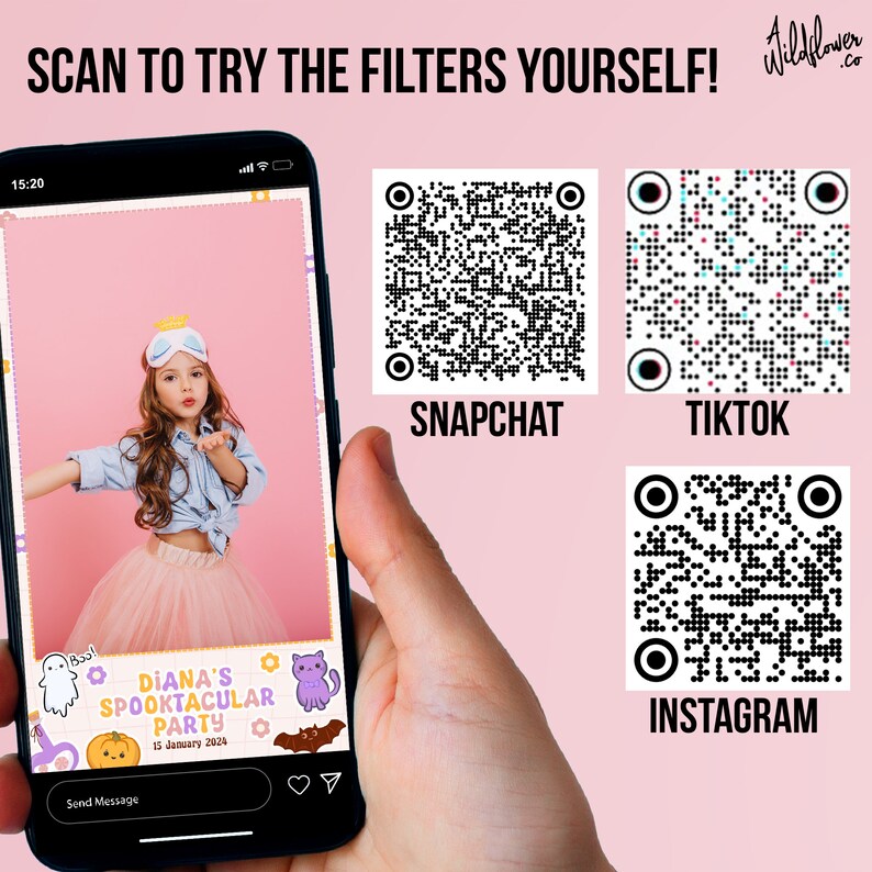 Cute Halloween Instagram Filter, Birthday Snapchat Lenses, Spooky Tiktok Effects, Template for ...