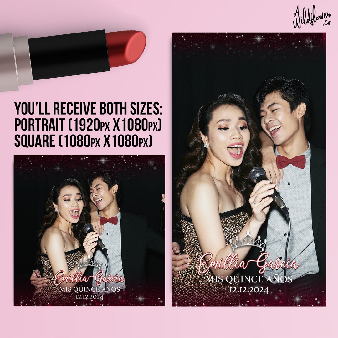 Quinceañera 360 Photo Booth Template, Sparkle Glitter Birthday Video Filter Overlay, Mis Quince ...