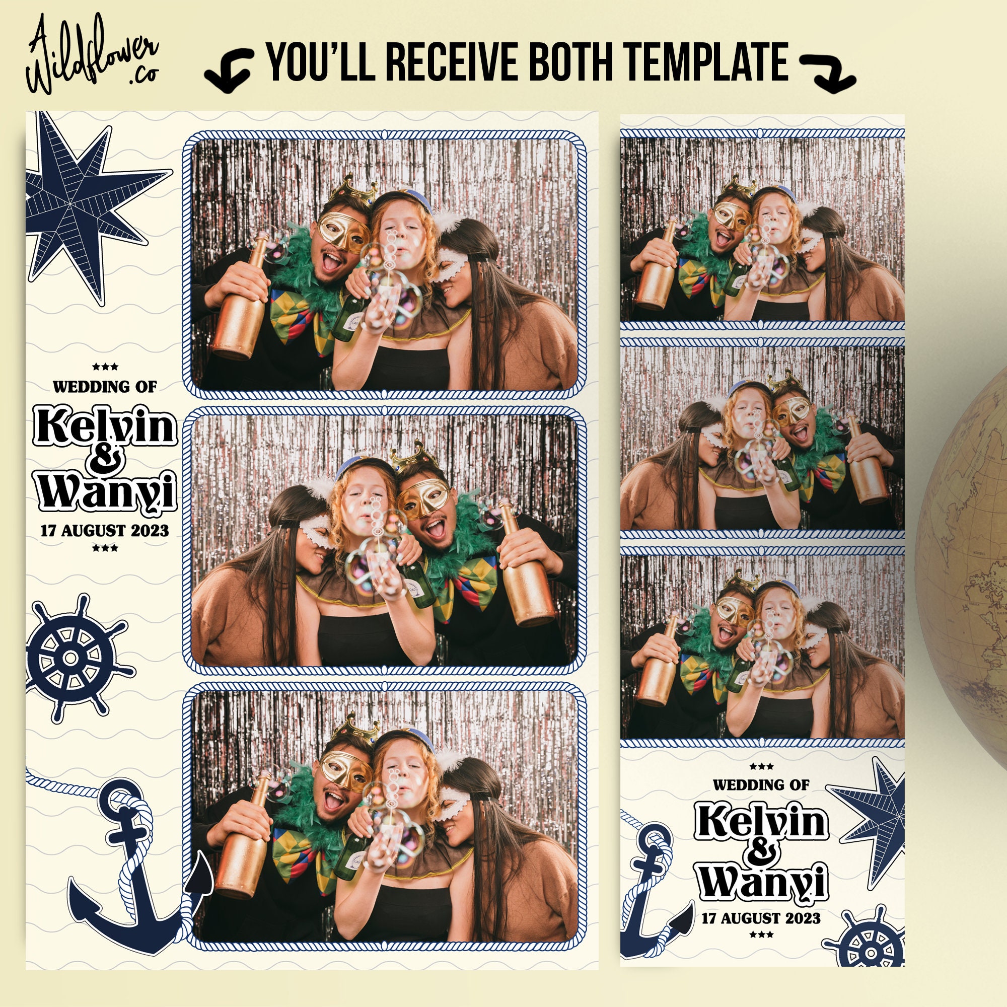 Nautical Ship Photo Booth Anchor Navy Sea Template Frame Theme 4x6 (4R ...