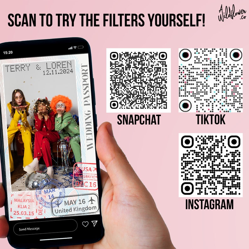 Passport Instagram Filter, Travel Snapchat Lenses, Vacation Tiktok Effects, Template for Wedding ...