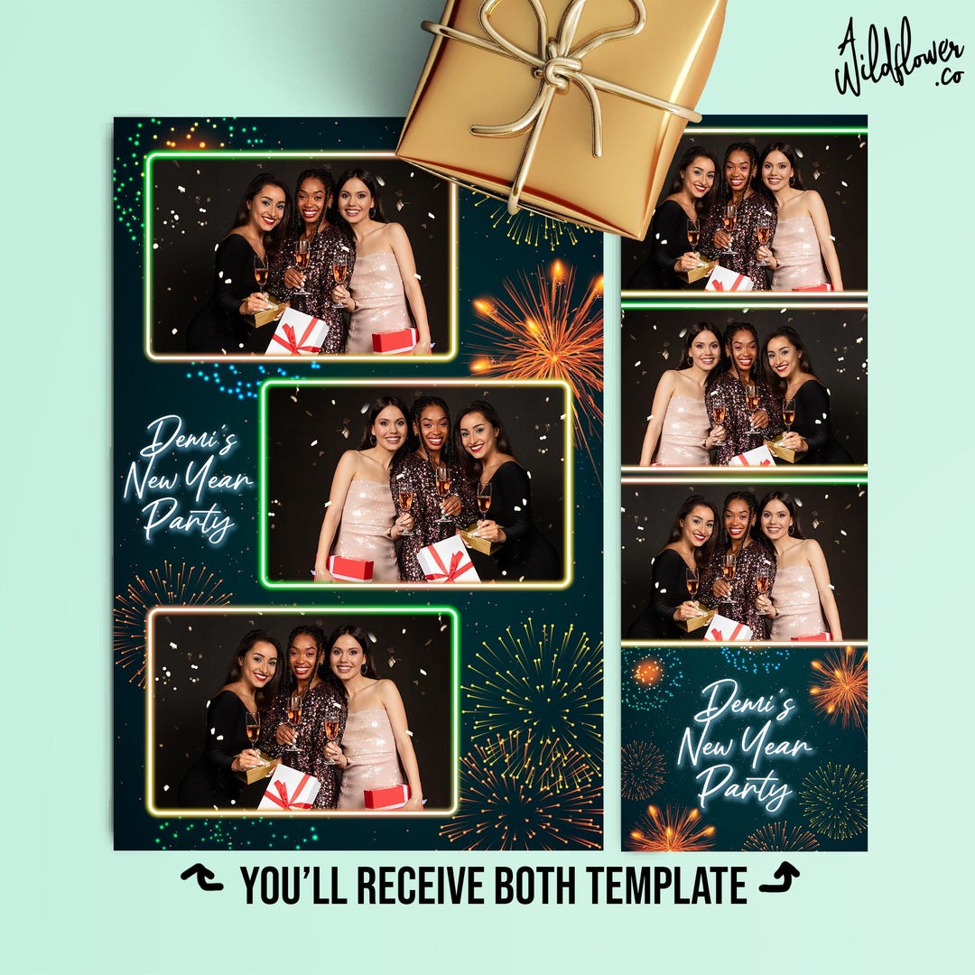 New Year Fireworks Photo Booth Template, Birthday Overlay, Wedding ...