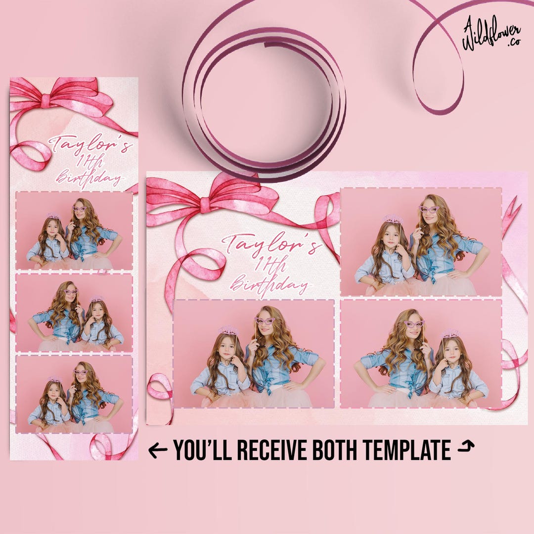 Ribbon Photo Booth Template Overlay for Birthday, Wedding, Quinceanera ...