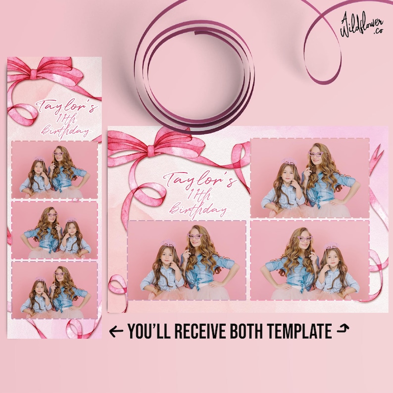 Ribbon Photo Booth Template Overlay for Birthday, Wedding, Quinceanera ...