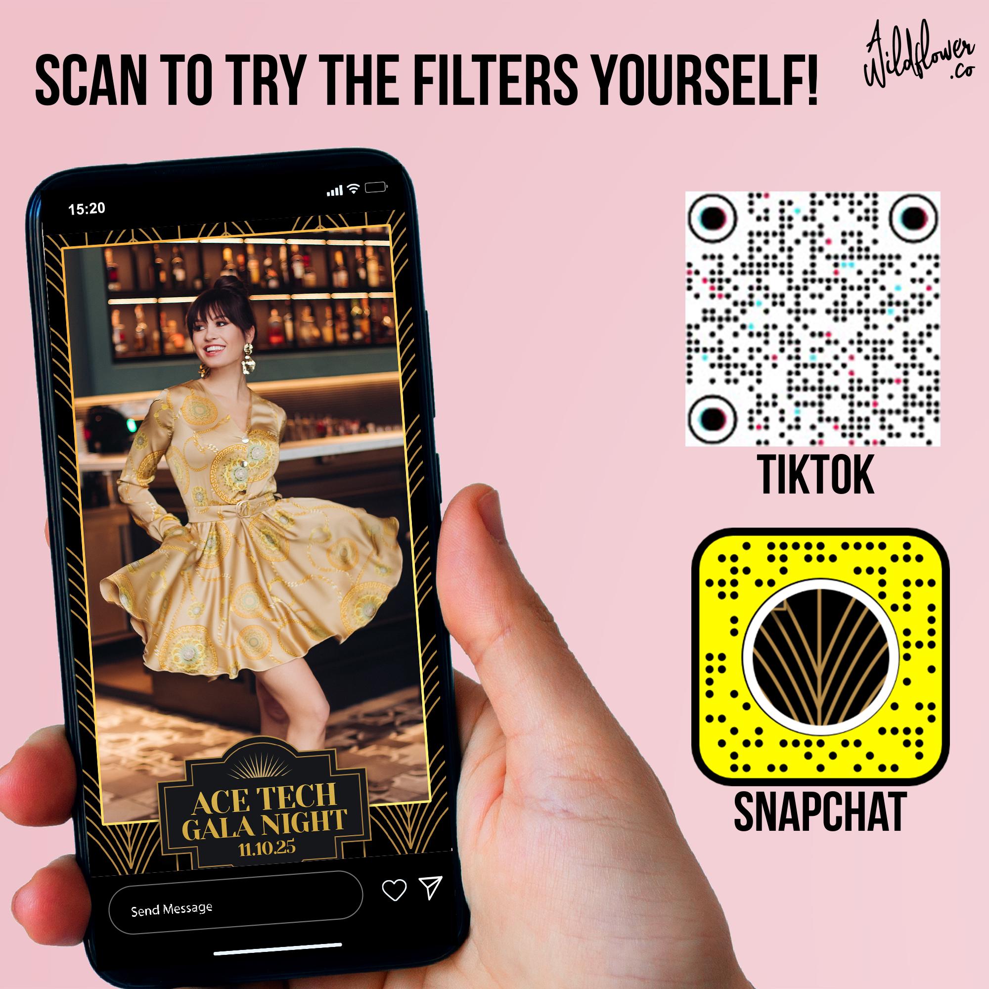 Great Gatsby Black Gold Snapchat Filter, Tiktok Effects, for Wedding ...