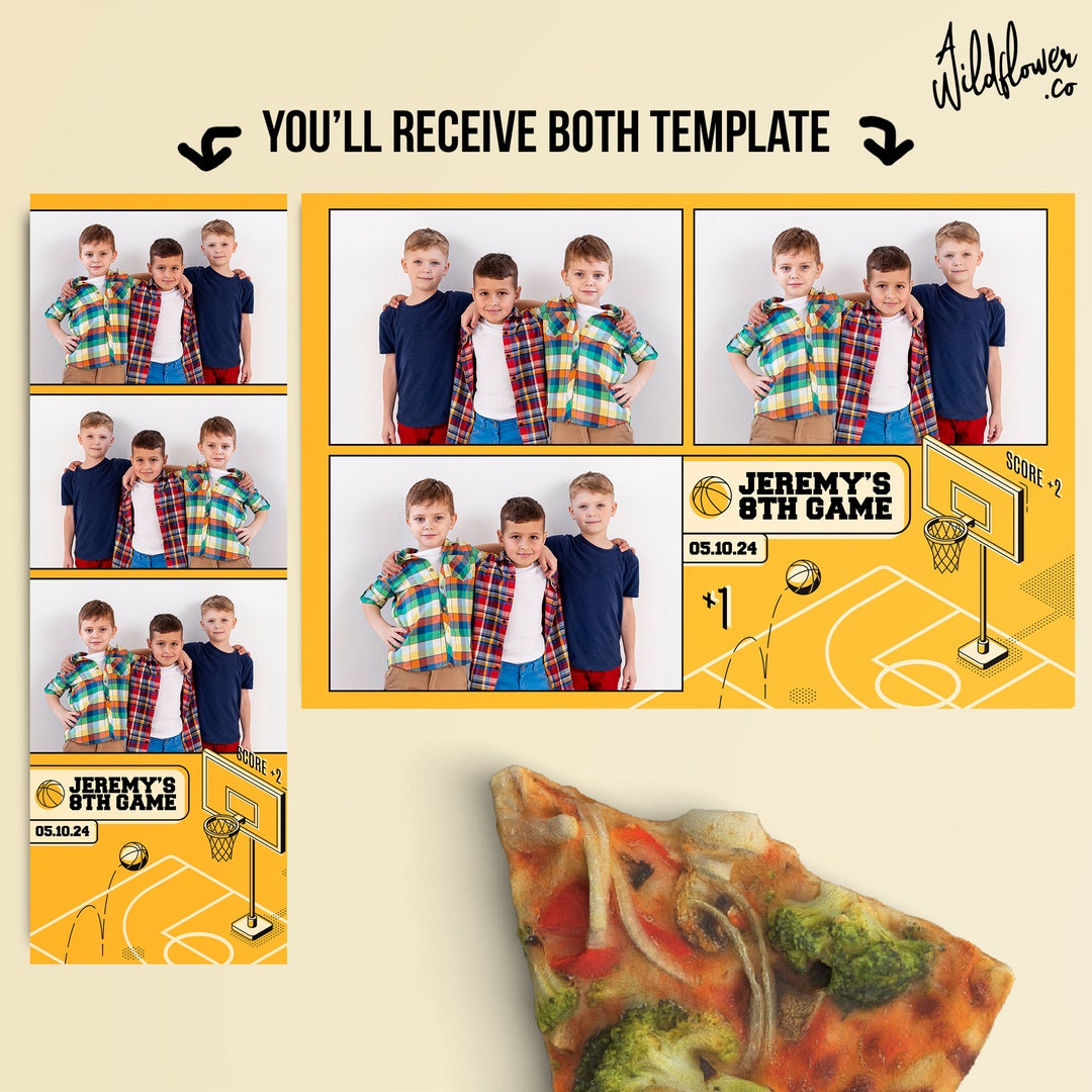 Basketball Birthday Photo Booth Sports Template Kids Game Overlay 4x6 ...