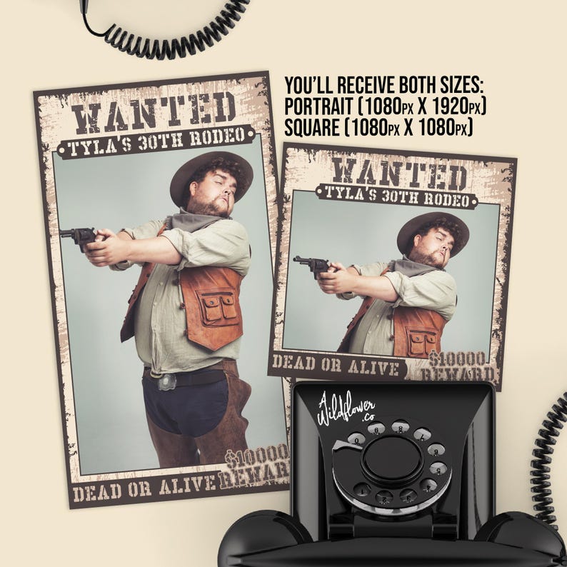 Western Wanted Poster 360 Photo Booth Template Overlay, Frame for ...