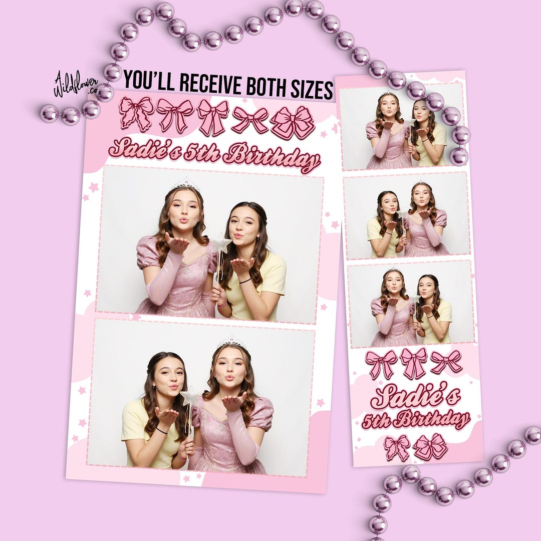 Ribbon Coquette Photo Booth Template Overlay for Birthday, Wedding ...