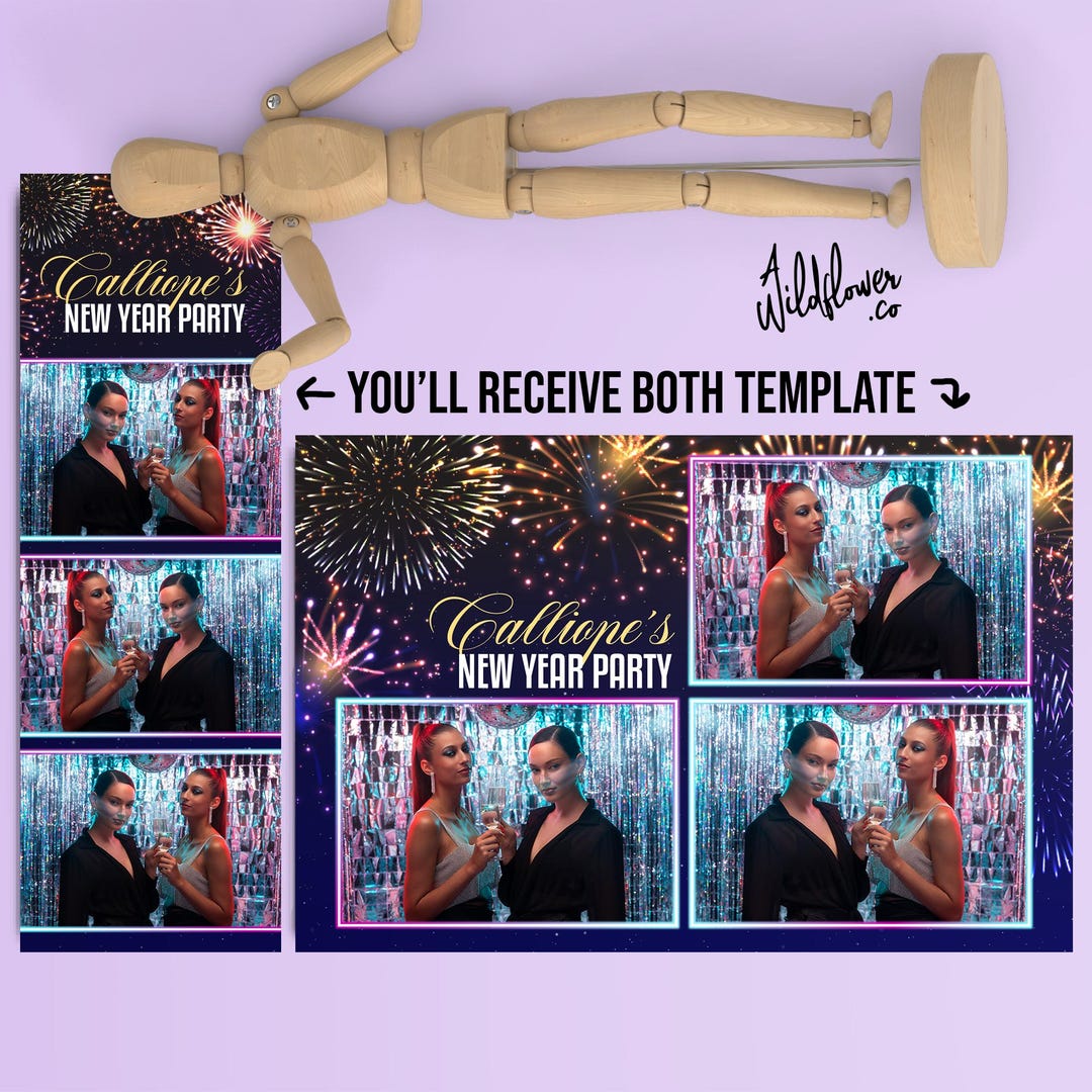 Fireworks Photo Booth Template, New Year Birthday Overlay, Wedding ...