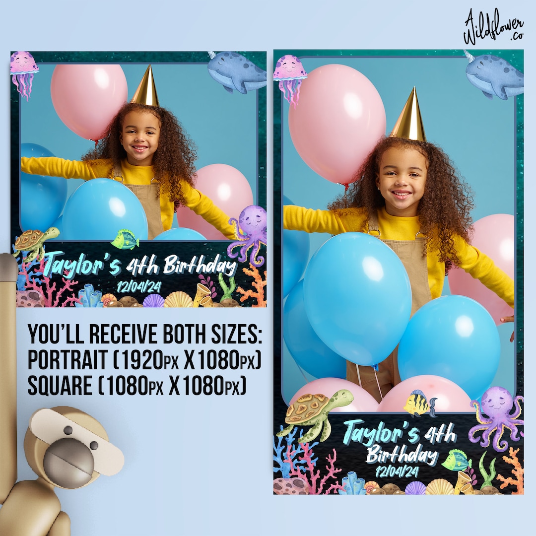 Under the Sea 360 Photo Booth Template, Underwater Creatures Overlay ...