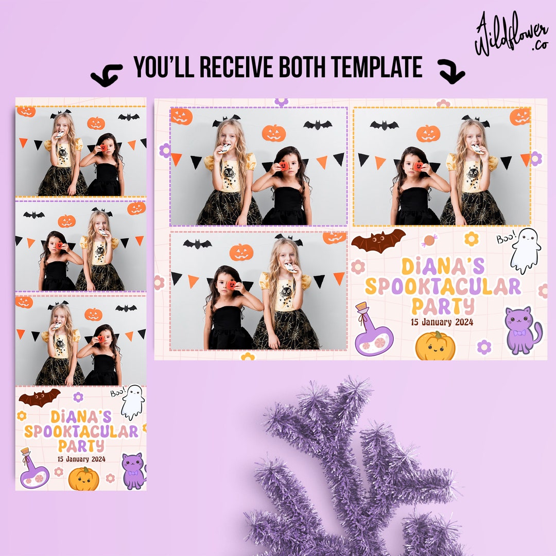 Cute Halloween Photo Booth Template Pumpkin Frame Haunted Party Trick ...