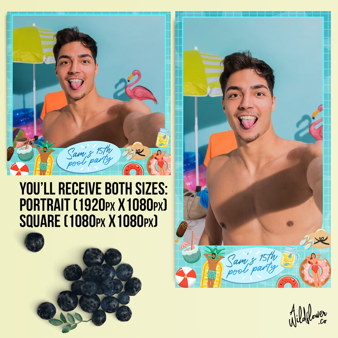 Pool Birthday 360 Photo Booth Template Filter Tiktok Overlay Summer ...