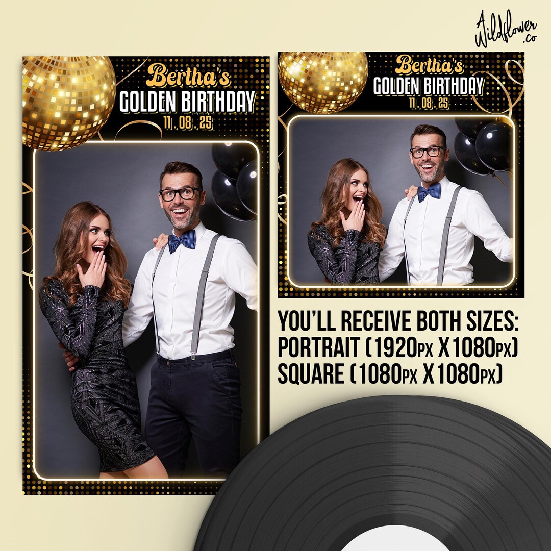 Gold Disco Ball 360 Photo Booth Template, Retro Photobooth Overlay ...