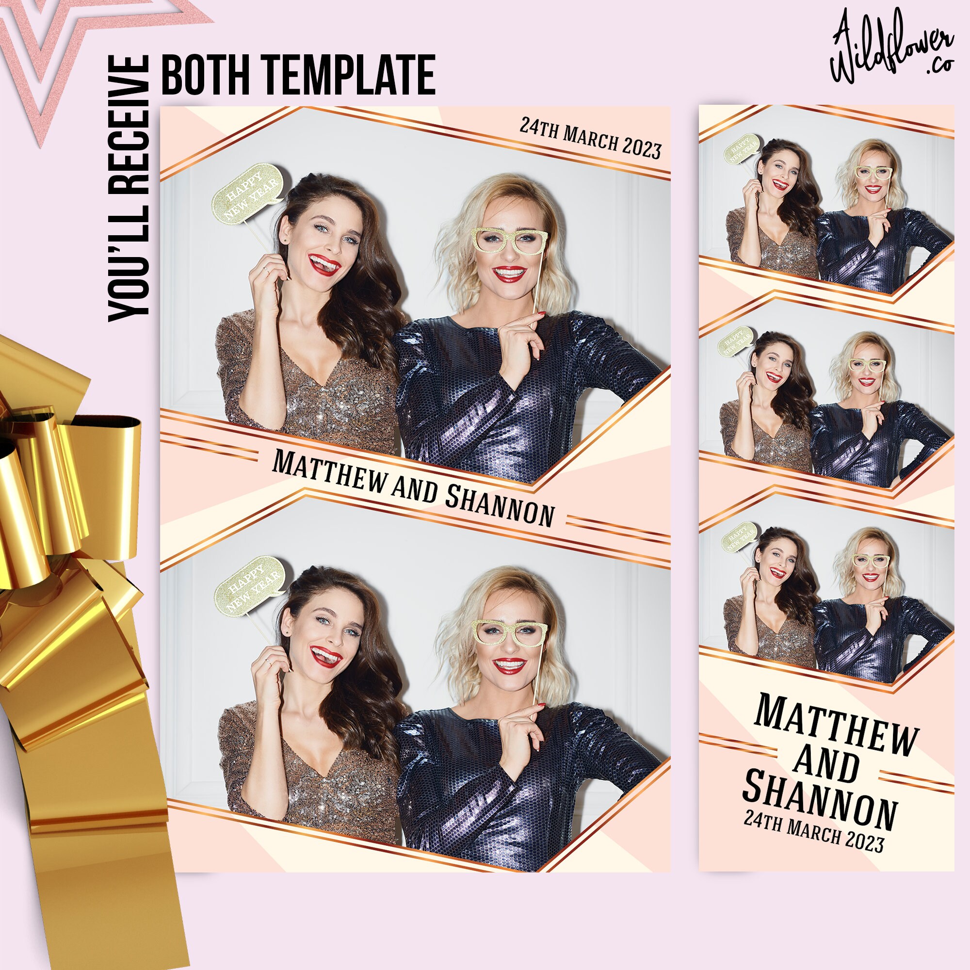 Pastel Wedding Photo Booth Template Minimal Overlay Birthday Modern 4x6 ...