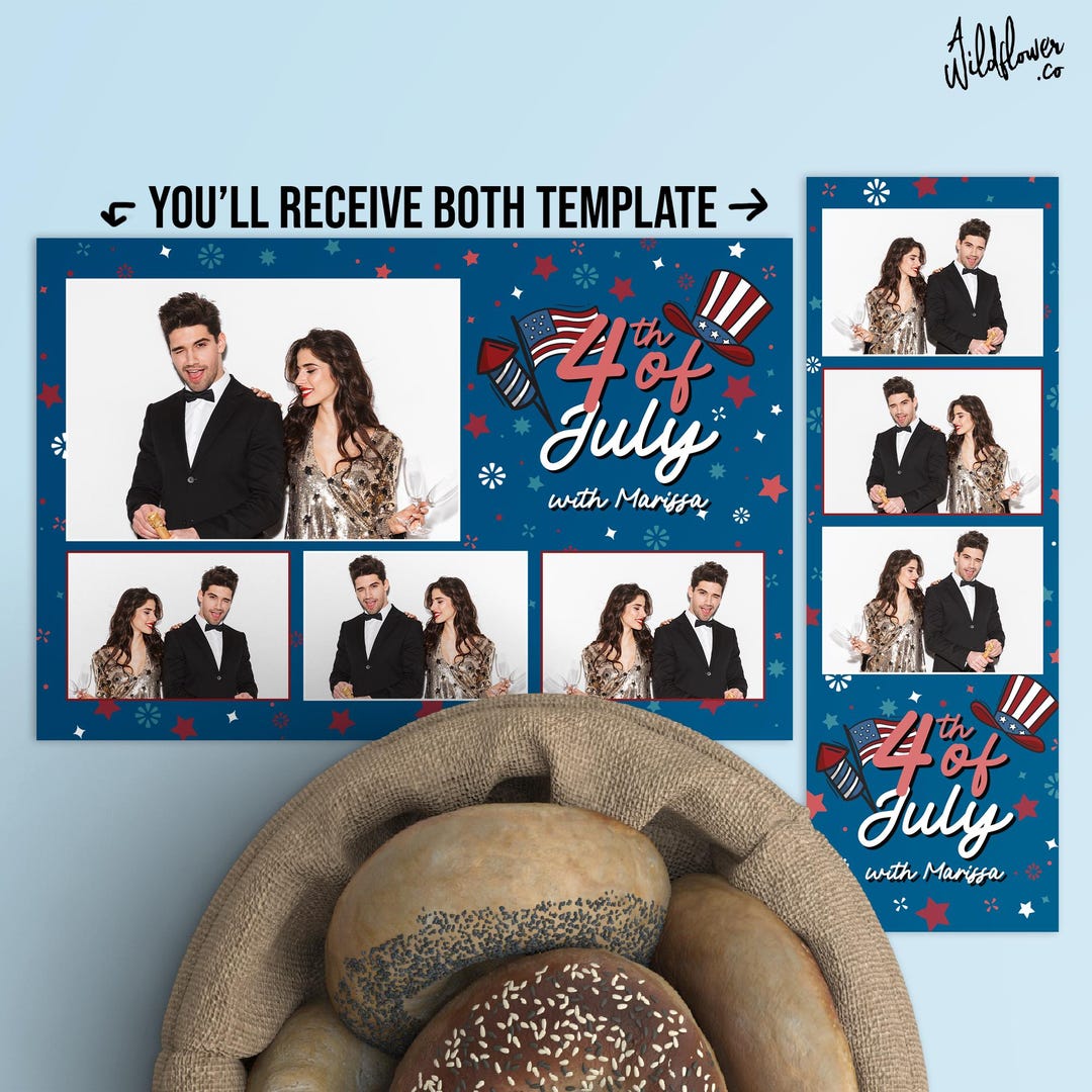 4th of July Photo Booth Template, Birthday Overlay, Wedding Party 4x6 ...